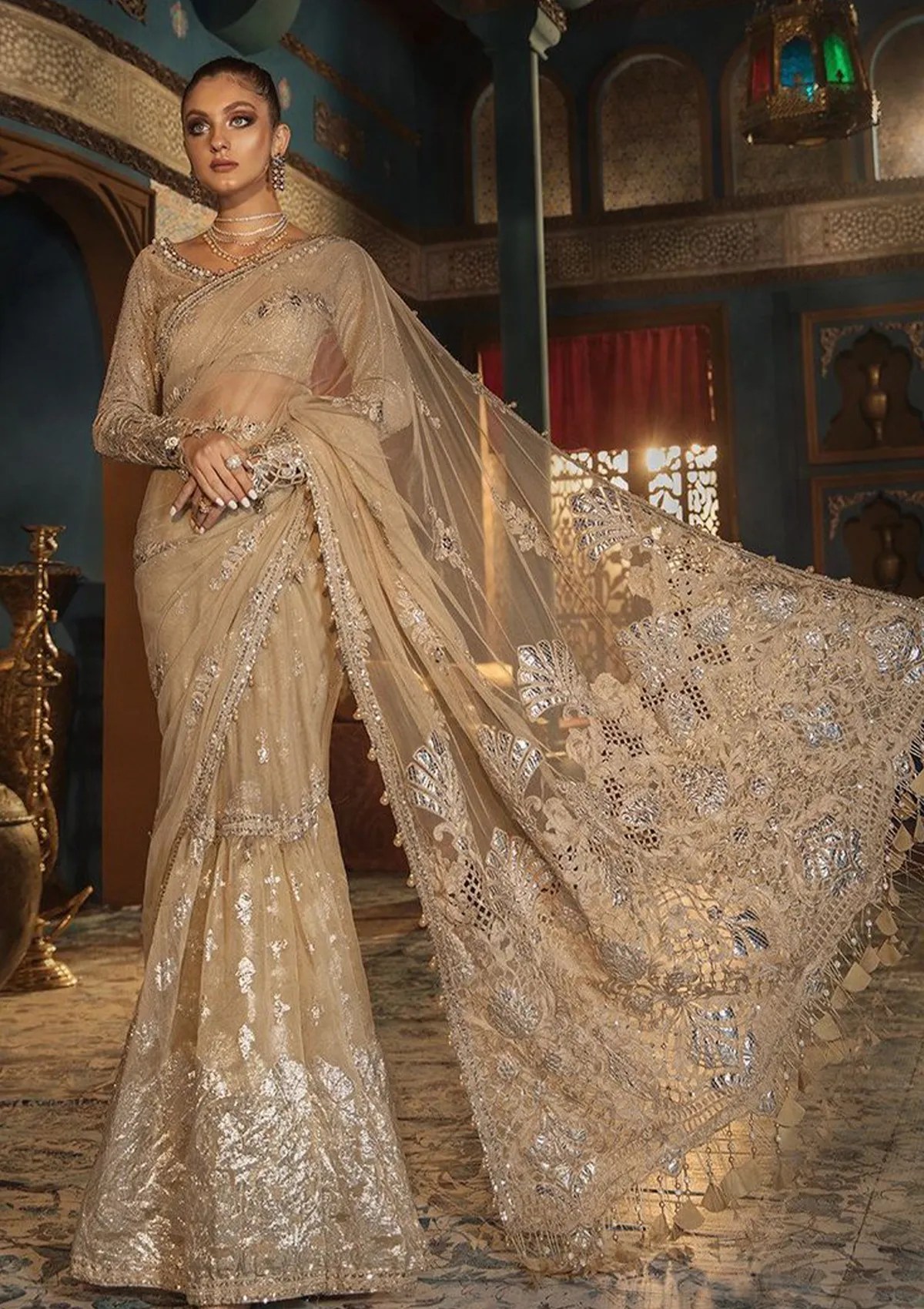 Maria B Embroidered Net Saree Mb19we Fivestarcloth Designers