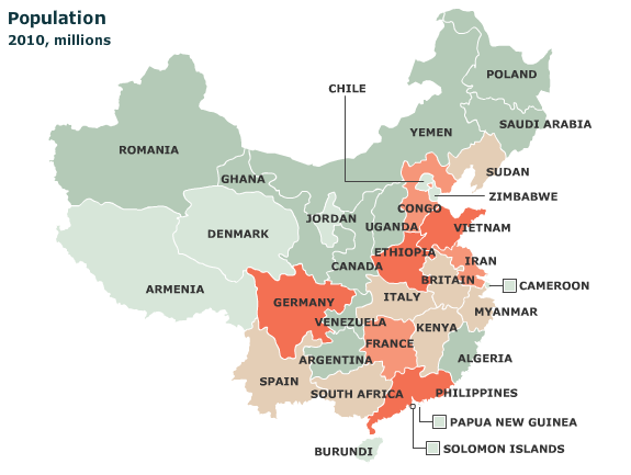 Chinese provinces compared to countries | FlowingData