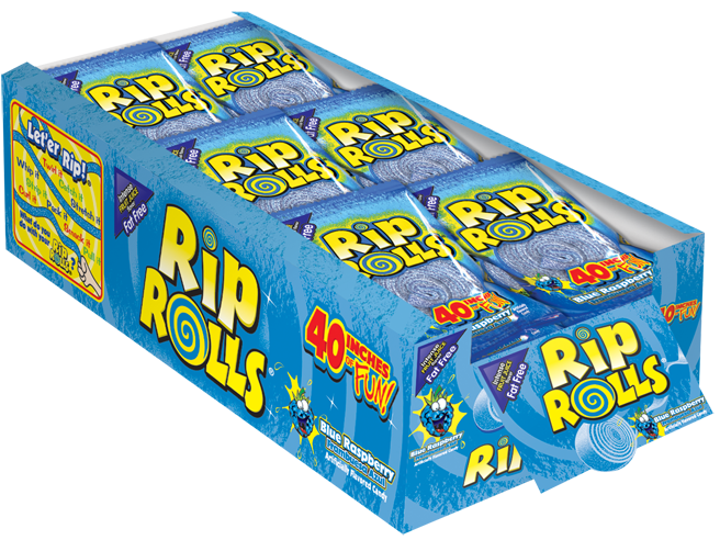 Rip Rolls Blue Raspberry Display Carton | The Foreign Candy Company
