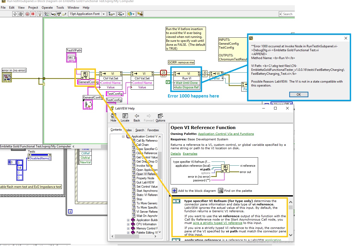 Solved Open Vi Reference Function And A Run Vi Run Vi Method Causes