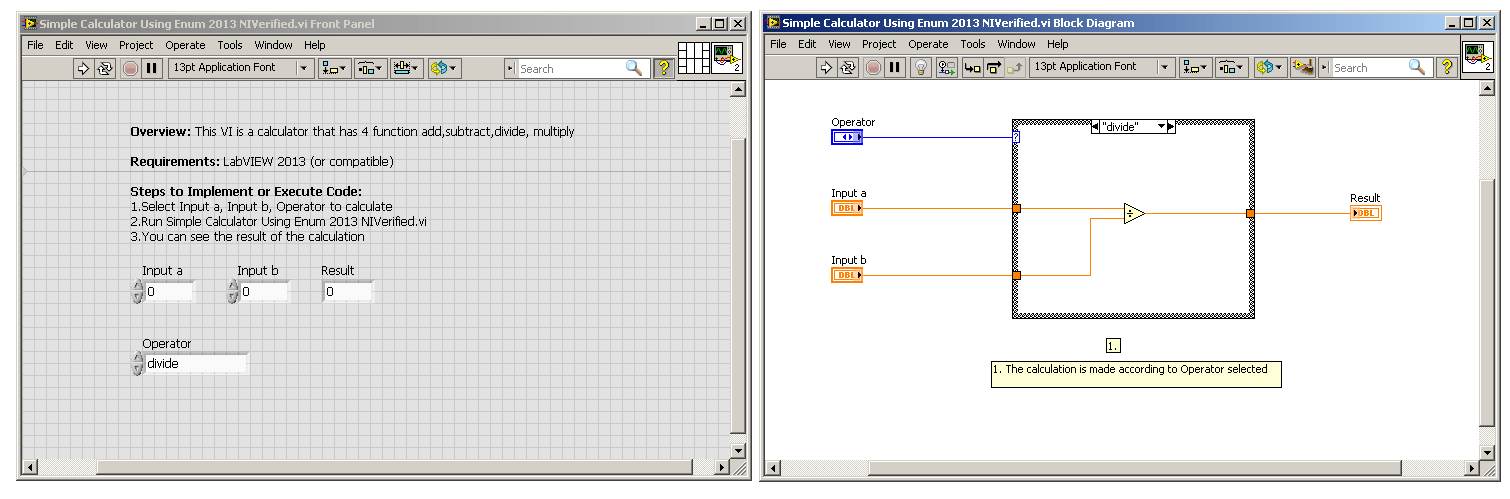 Simple Calculator Using Enum In Labview Ni Community