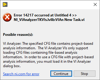 Run Project Based Cfg With The Vi Analyzer Api Ni Community