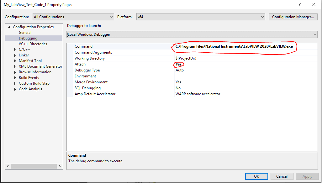 Solved Debugging C Dll Called From Labview Visual Studio 2017 Ni