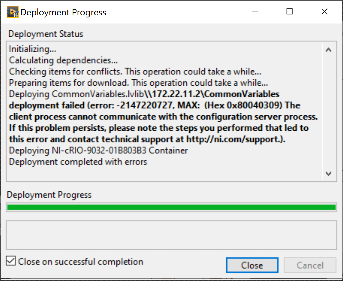 Solved Host Vi With Vi Server Call To A Crio Rt Vi Won T Deploy When