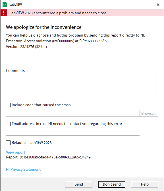 Labview Crashing But Don T Know Why Ni Community