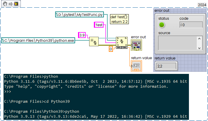 Solved Issue With Python In Labview Errors 1761 Or 1671 Ni Community