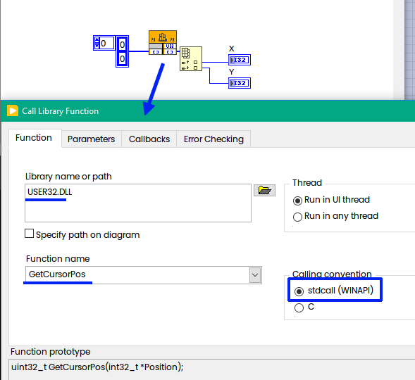Call Library Function Node Getcursorpos Ni Community
