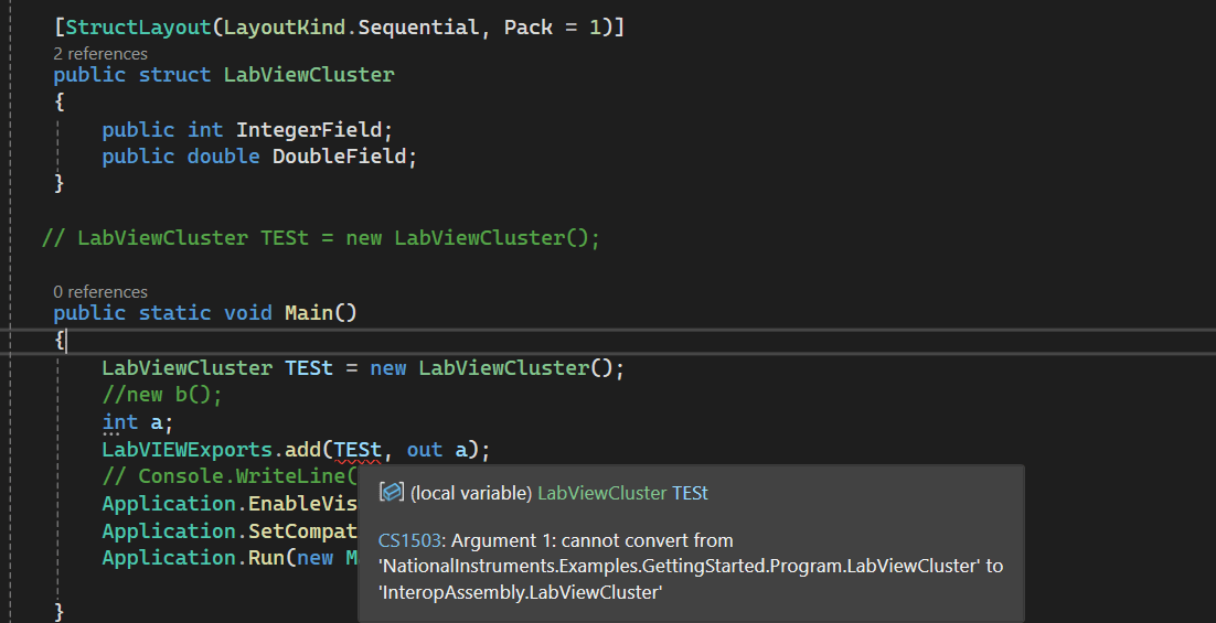 Solved Net Interop Assembly With Labview Cluster Not Able To Pass