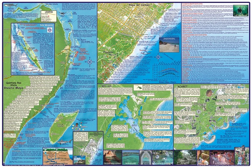 Cancun Riviera Maya Adventure Guide Laminated Wall Map Franko Maps