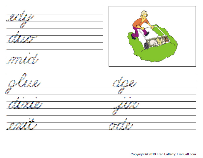 First Year Cursive: ABeka style font – FranLaff.com