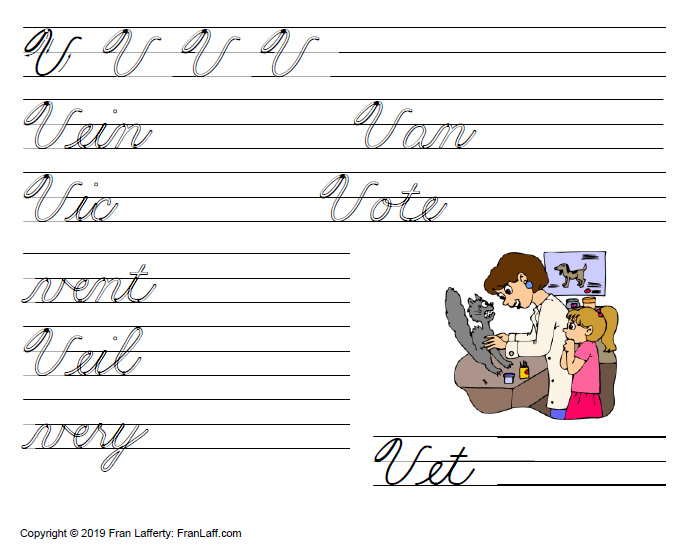 First Year Cursive: ABeka style font – FranLaff.com