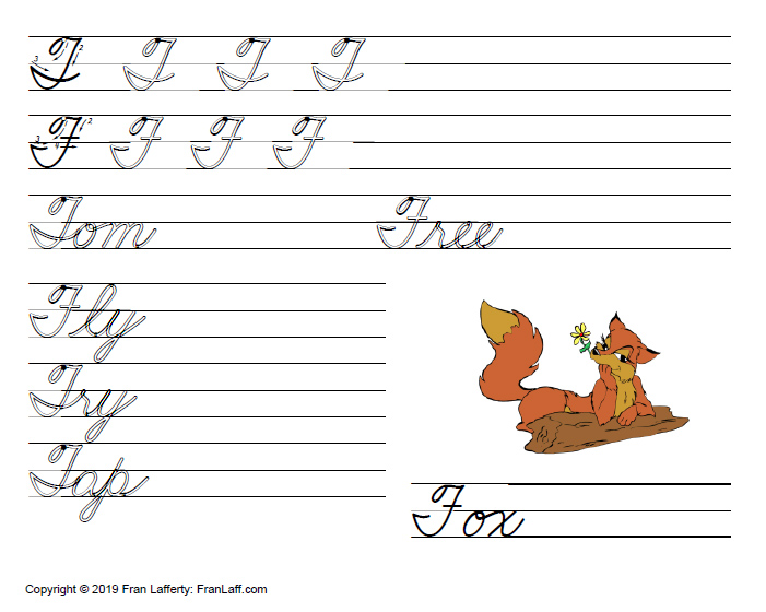 First Year Cursive: ABeka style font – FranLaff.com