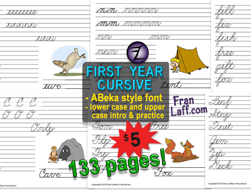 First Year Cursive: ABeka style font – FranLaff.com