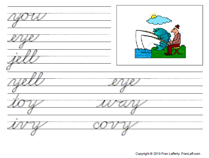 First Year Cursive: Zaner Bloser style font – FranLaff.com