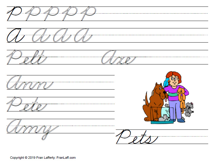 First Year Cursive: Zaner Bloser style font – FranLaff.com