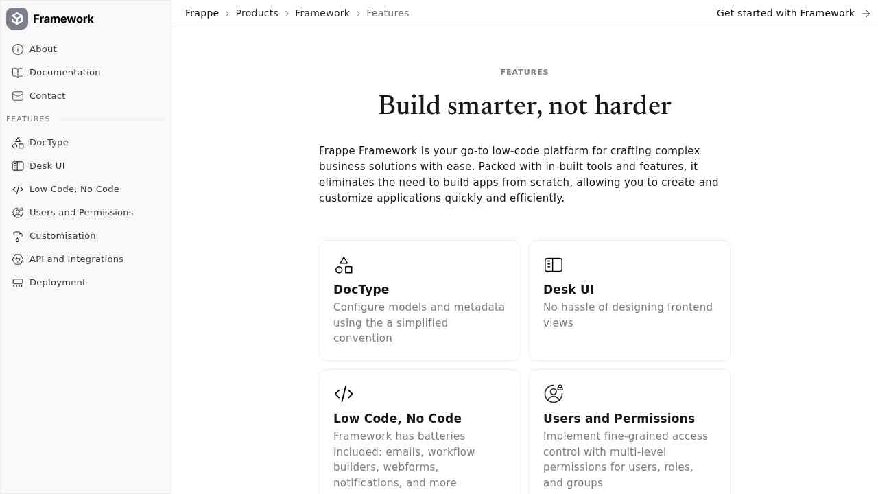 Features Frappe Framework
