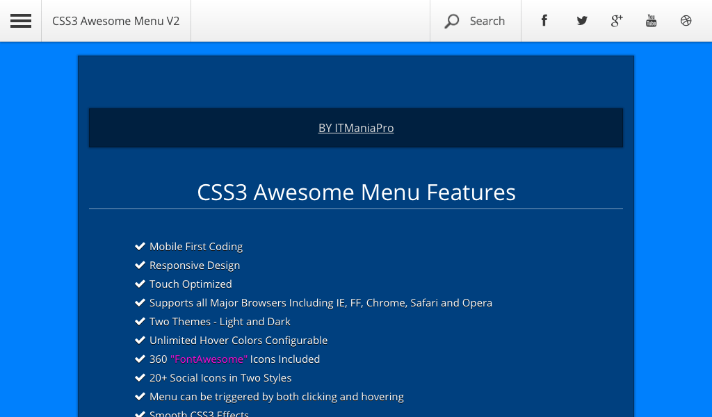 CSS3 Awesome Menu - - Fribly