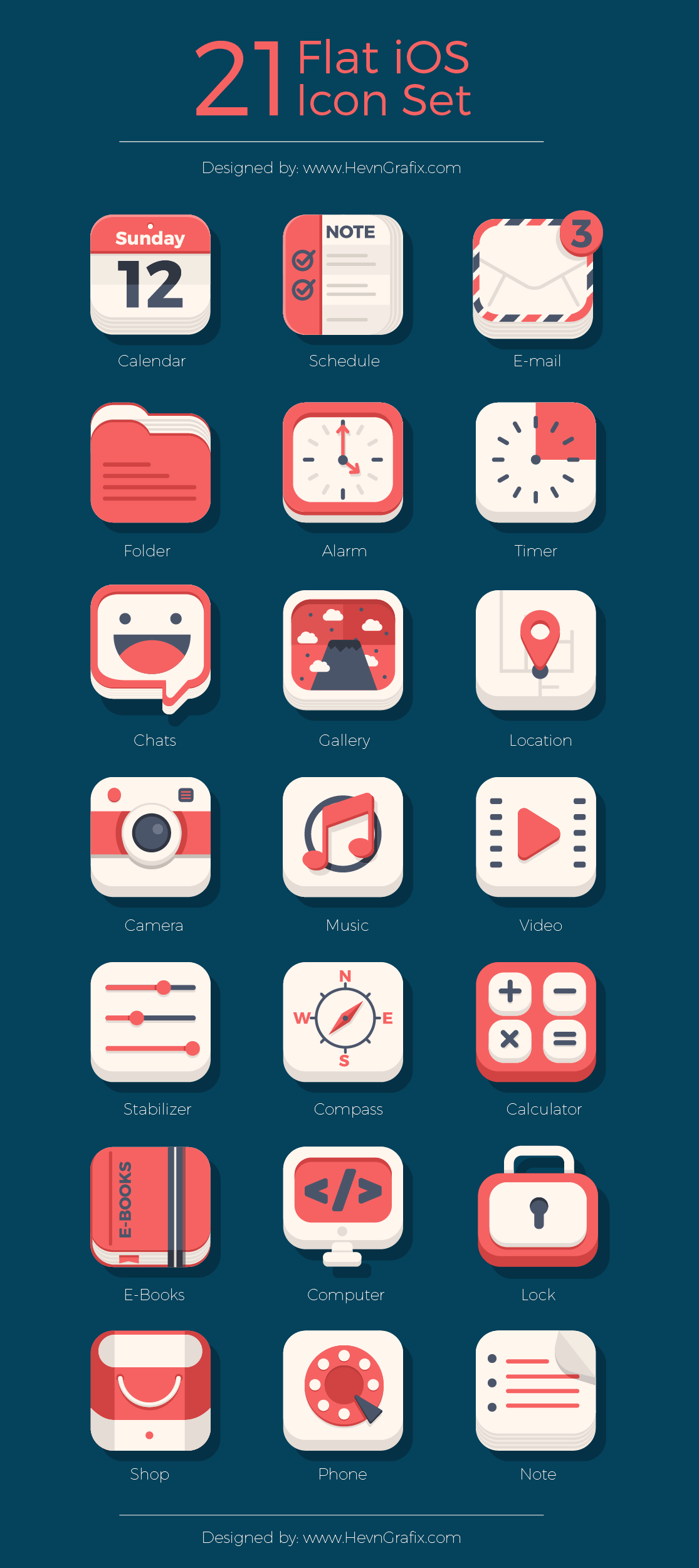 Free 21 Flat iOS Icon Set - - Fribly
