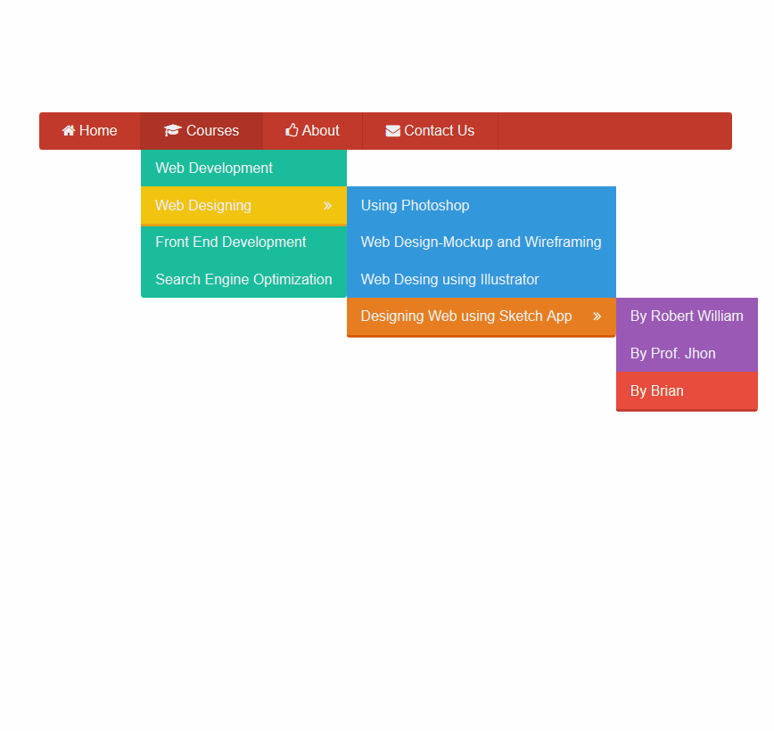 Animated, Multilevel and Multicolored Navigation Menu - - Fribly