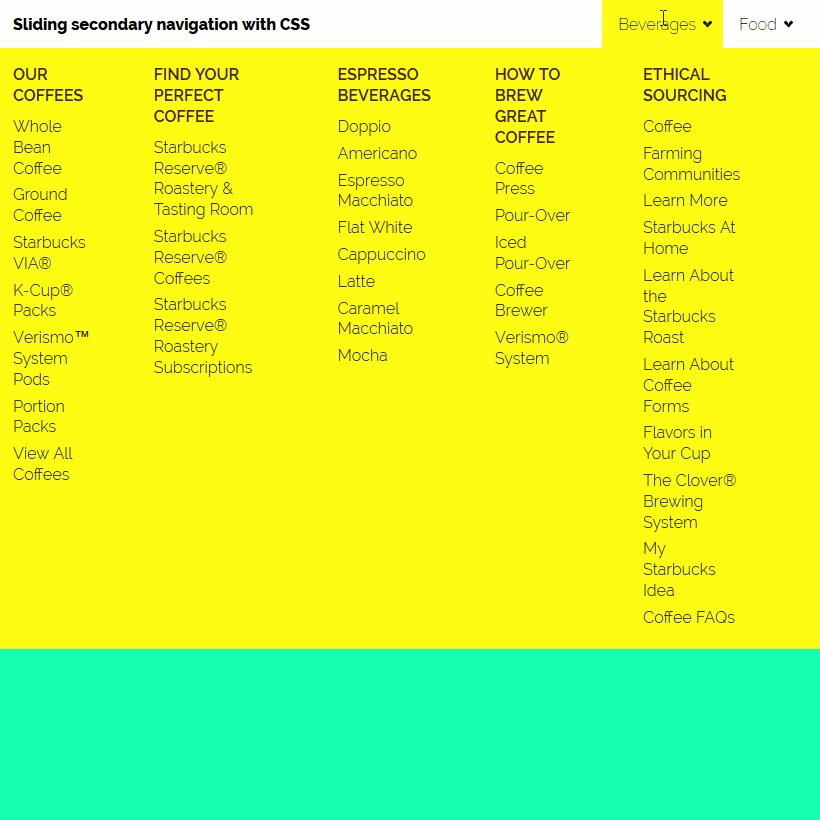 Sliding Secondary Navigation with CSS - - Fribly