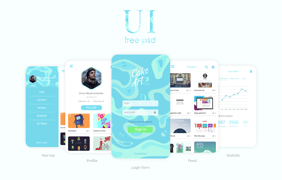 Cake Art Free UI Kit - Freebies - Fribly
