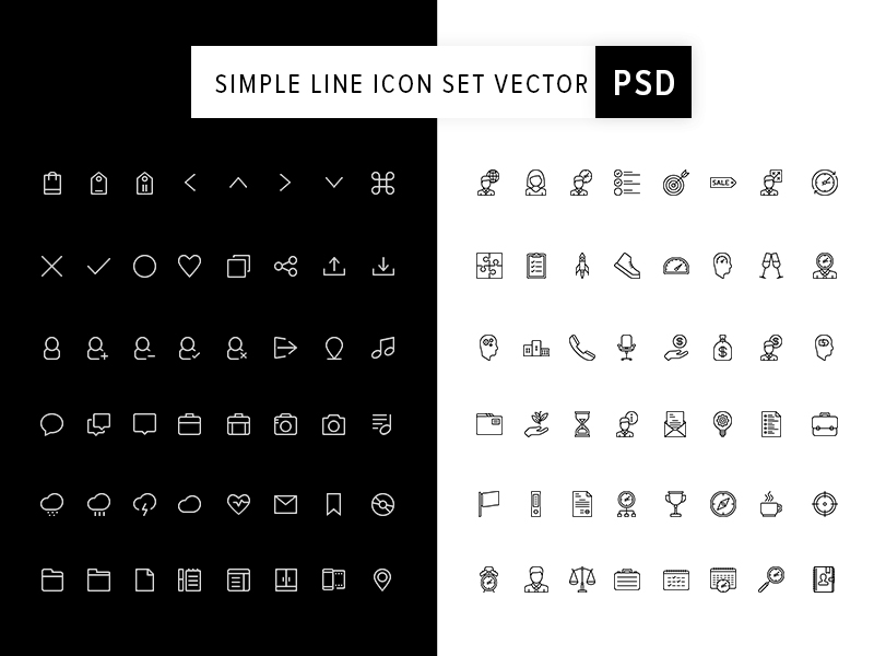 Simple Vector Line Icon Set - Icons - Fribly