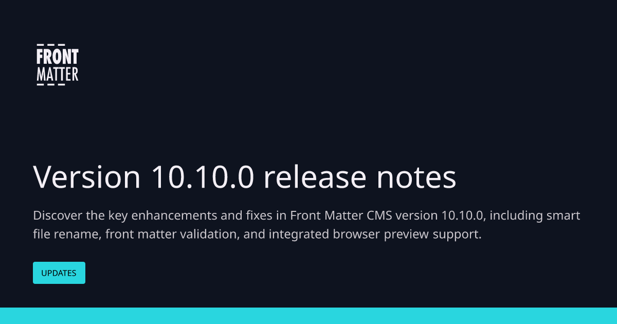 Editor Panel Front Matter