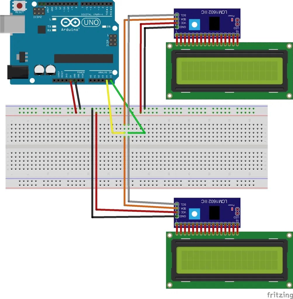 Nr.06 - Zwei I²C Displays | Funduino - Kits und Anleitungen für Arduino
