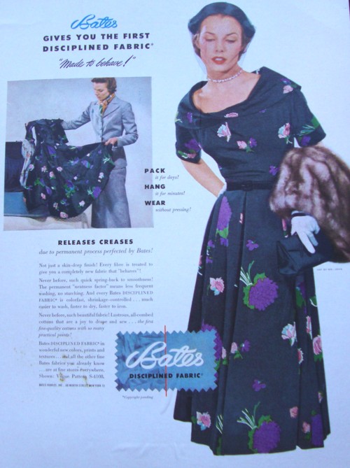 Ad Campaign – Bates Disciplined Fabric, 1950 | The Vintage Traveler