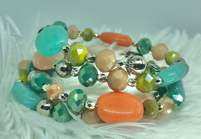 Handmade 4 Row Memory Wire Beaded Bracelet | Galilee Life