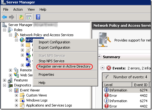 Network Policy Service error – eventid 4402 – Geoff @ UVM