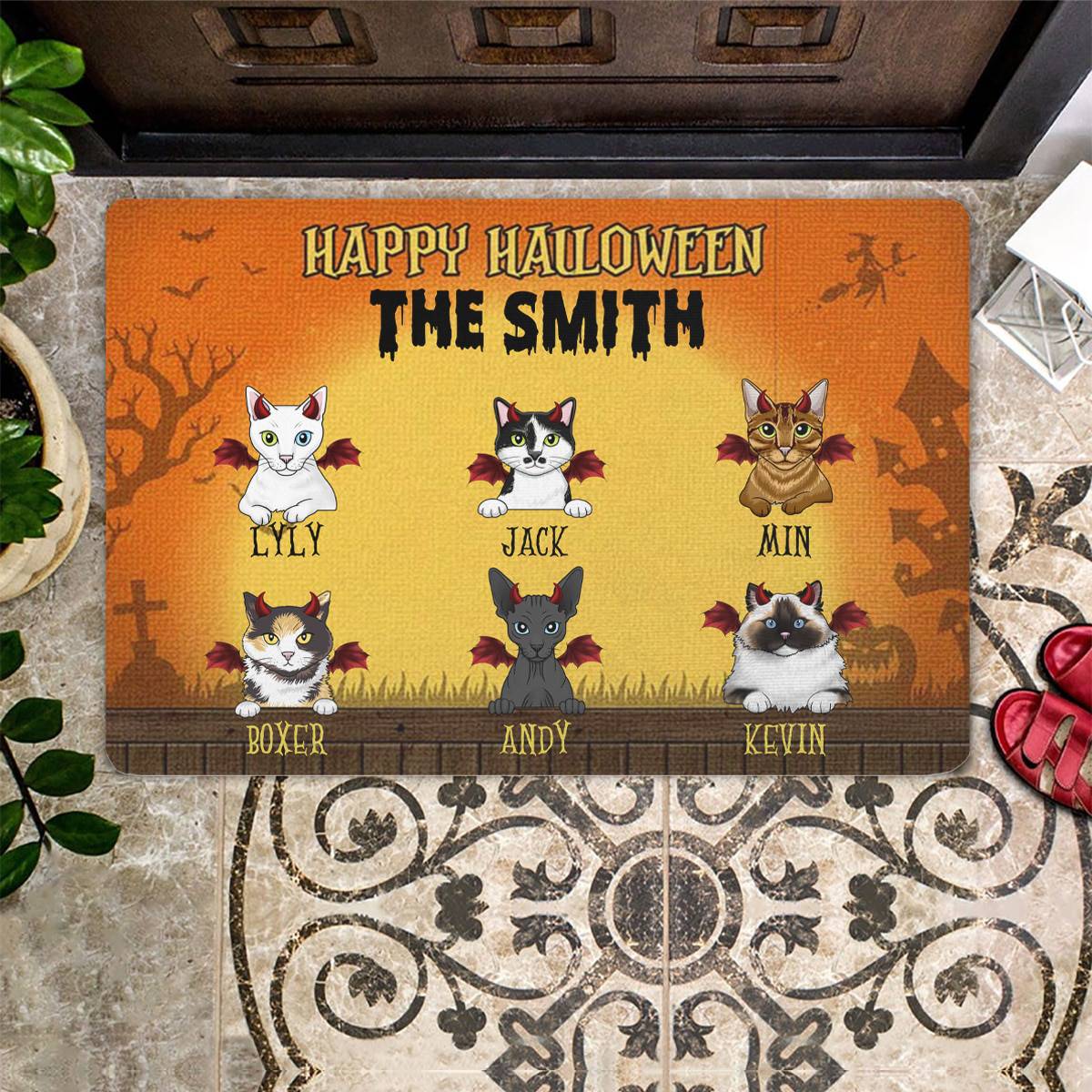 Happy Halloween Gift For Cat Lovers, Personalized Decorative Mat ...