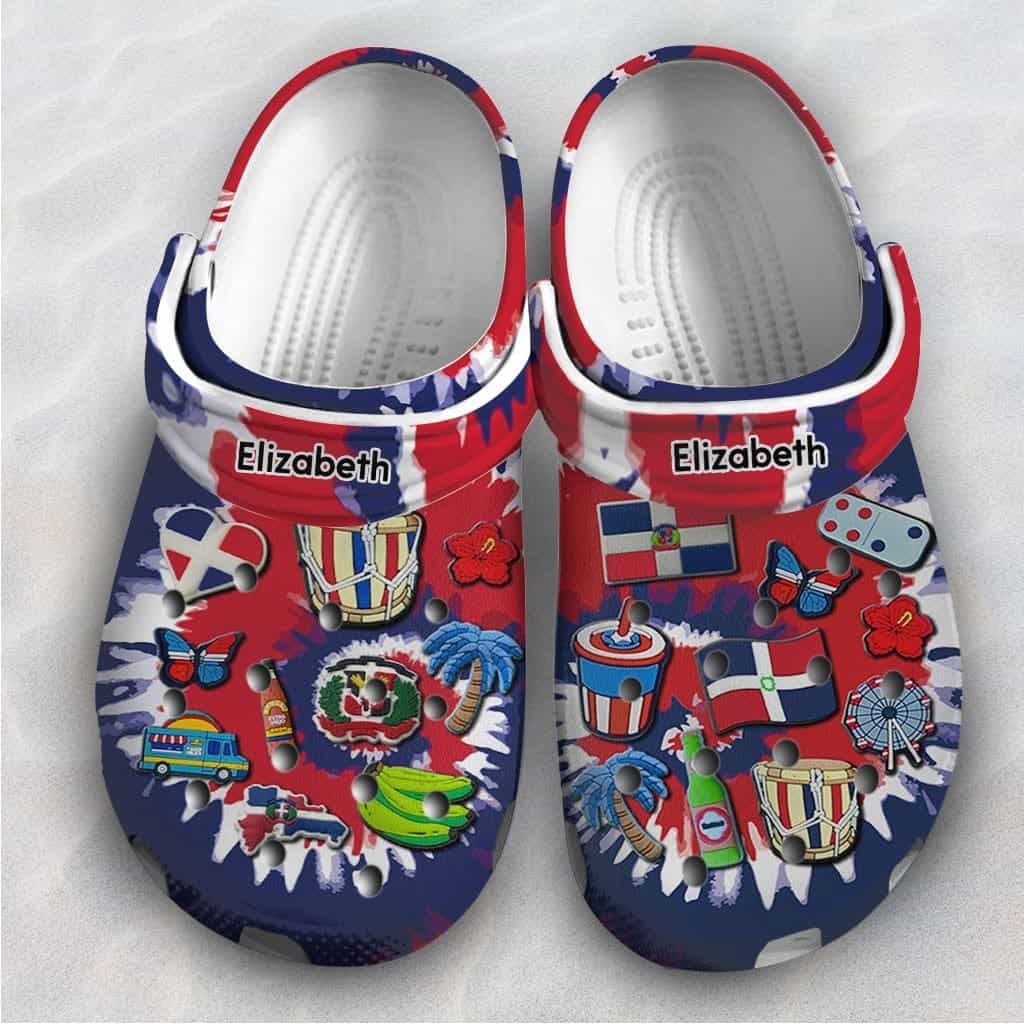 Symbols Tie Dye Dominican Personalized Clogs Shoes With Custom Name ...