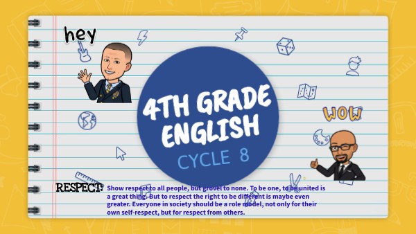 4th Grade Cycle 8 English Genially