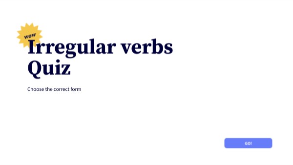 Irregular Verbs Quiz Genially