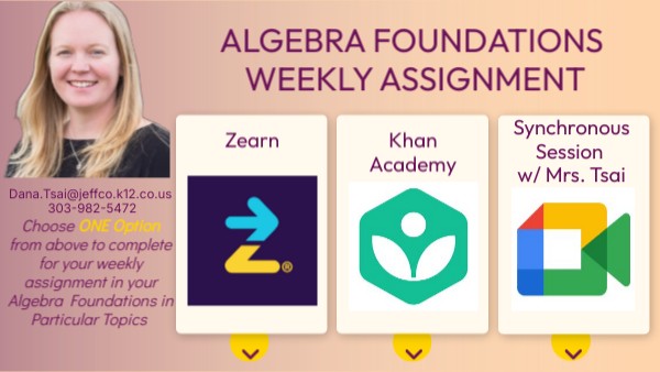 Algebra Foundations Weekly Assignment Genially