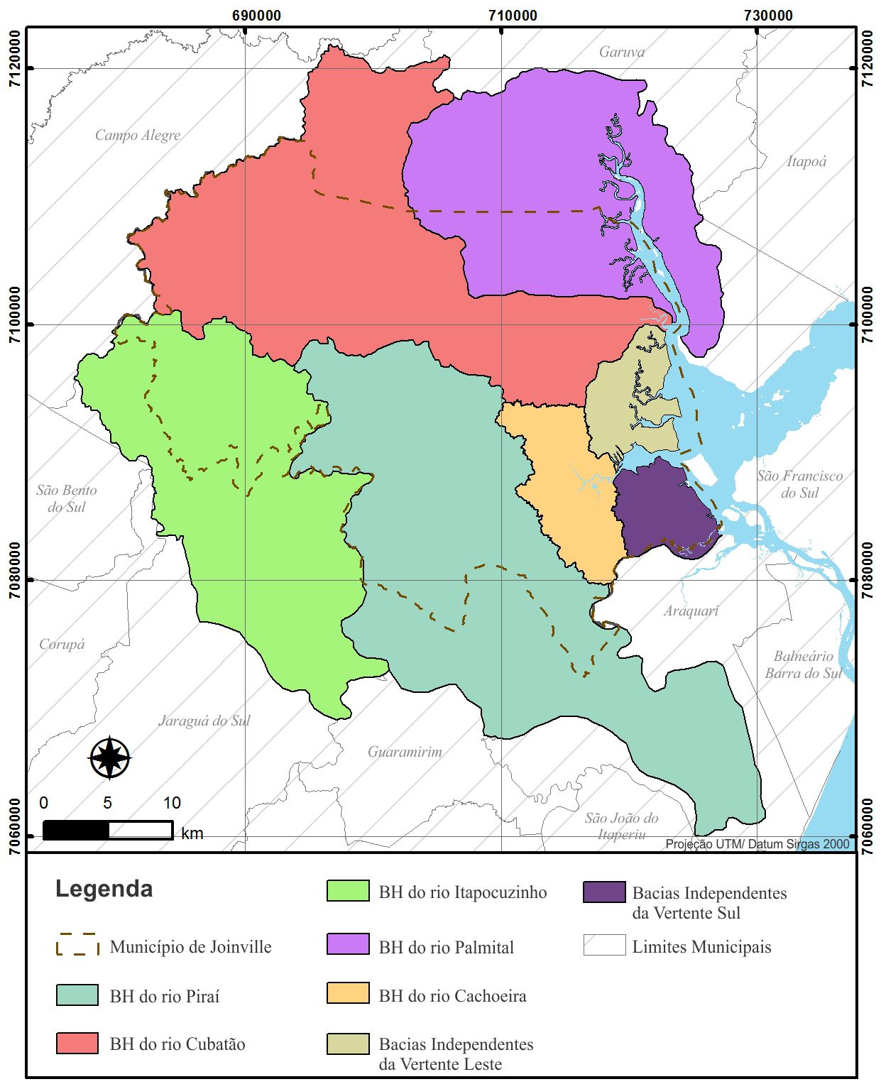 Bacias Hidrográficas da Região de Joinville. Fonte: IBGE, PMJ, SDS ...