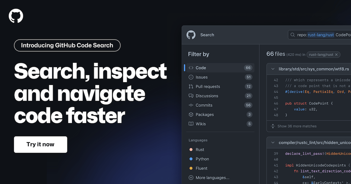 Github コード検索とコードビューの一般提供 Ga を開始 Githubブログ
