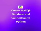 Create Mysql Database And Connection In Python