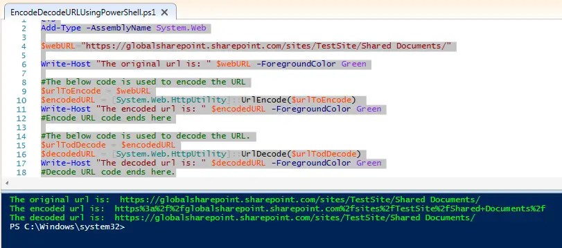 Instantly in 2 steps encode and decode an URL using PowerShell coding - Global SharePoint