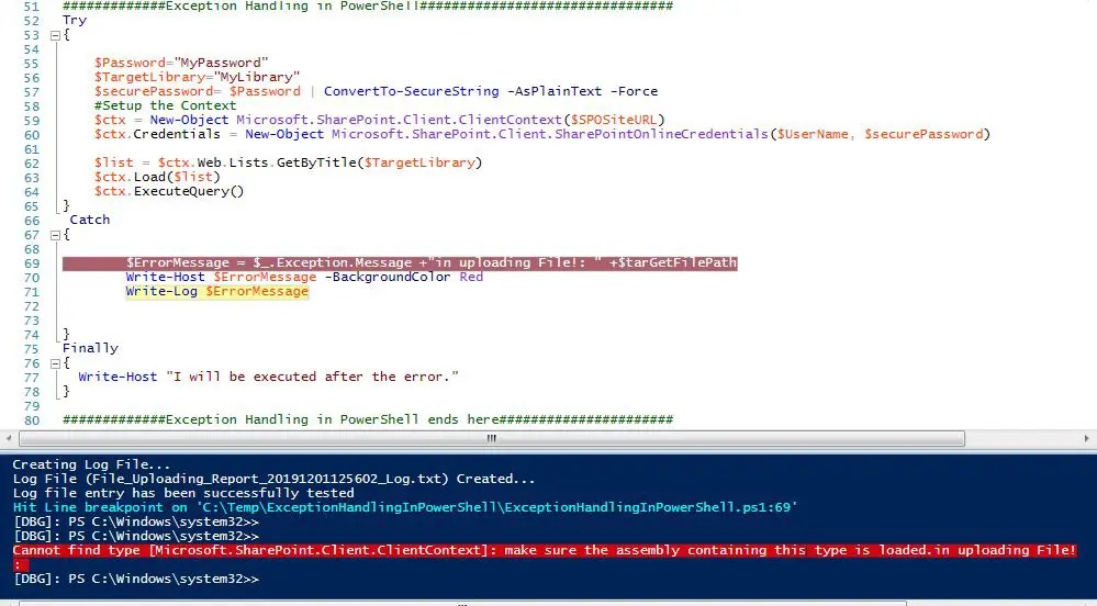 Error exception handling in PowerShell - Try catch finally 3 blocks ...