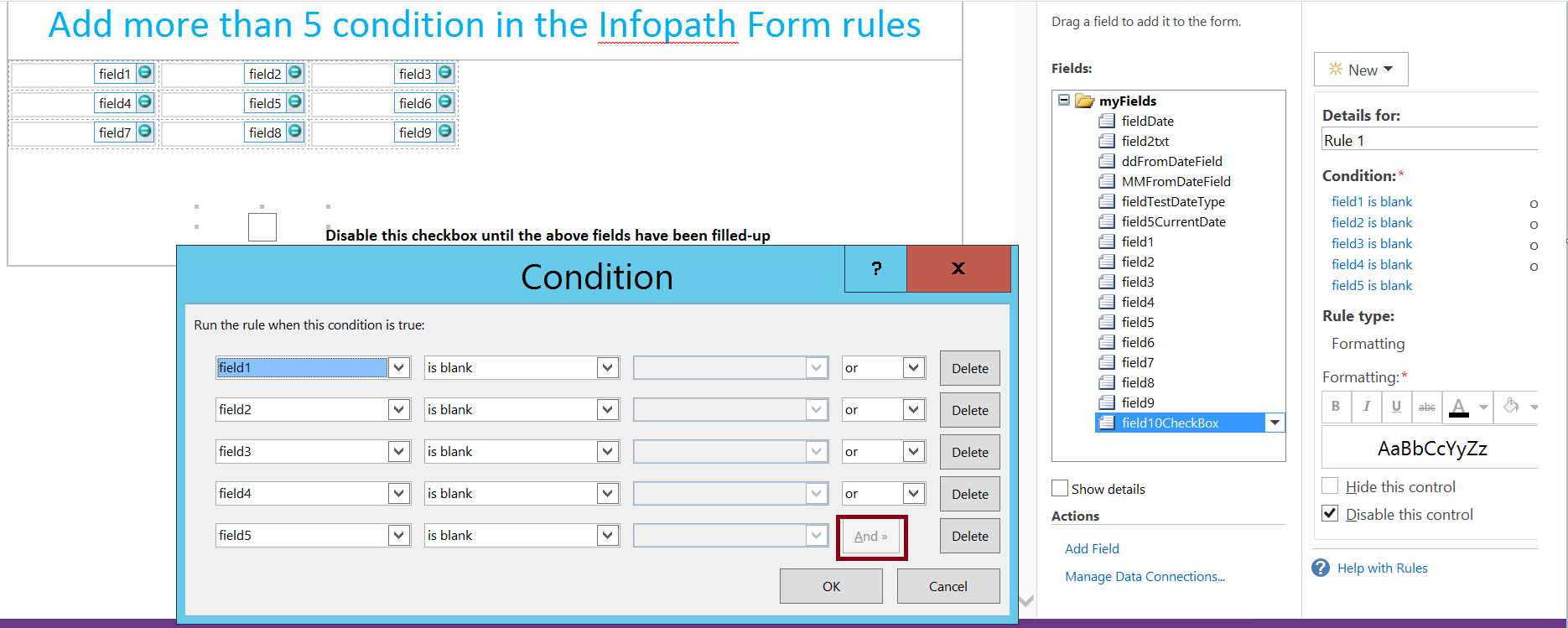 Best Way To Add More Than 5 Conditions In Infopath Forms Rule Global Sharepoint