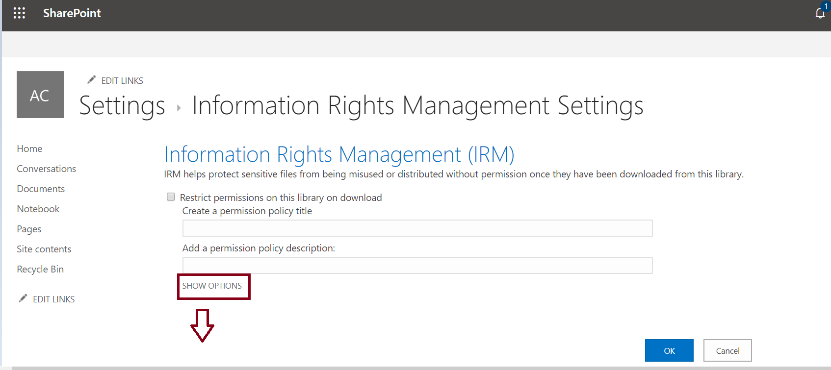 Configure Information Rights Management (IRM) in SharePoint Online ...
