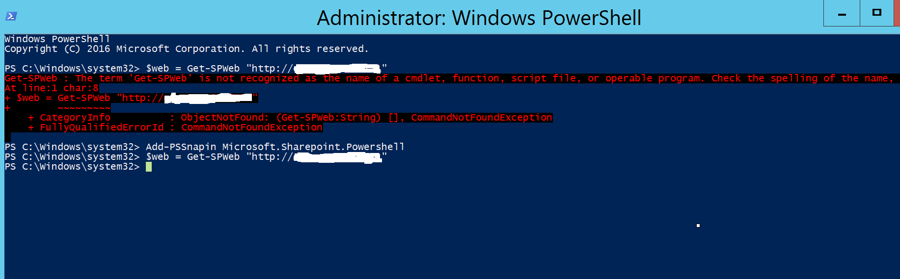 [Solved]: The Term Get-SPWeb is not recognized as the name of a cmdlet, function - Global SharePoint