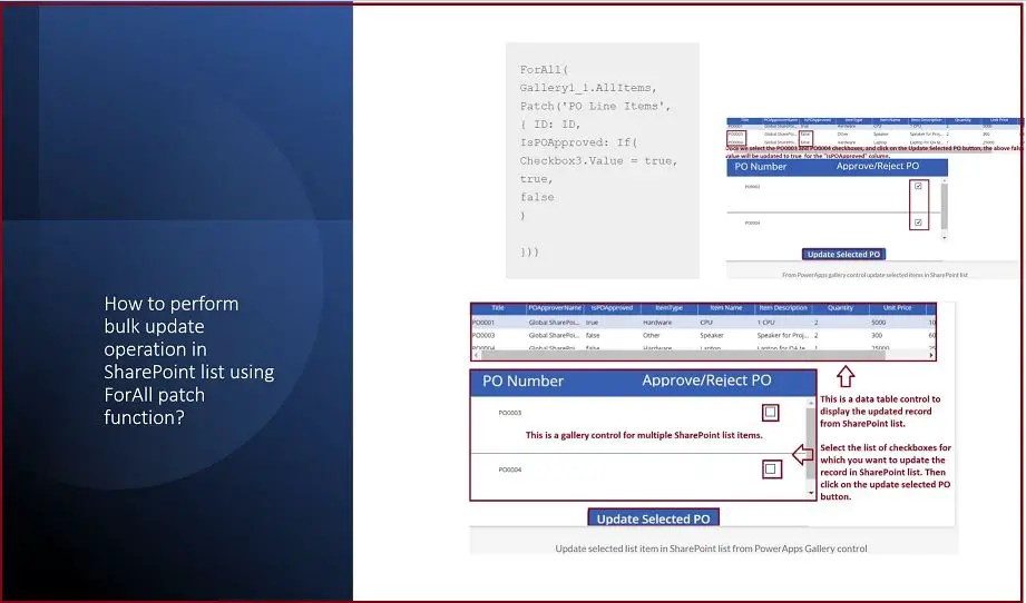 Best way PowerApps bulk update using ForAll patch function - 3 Steps - Global SharePoint Diary
