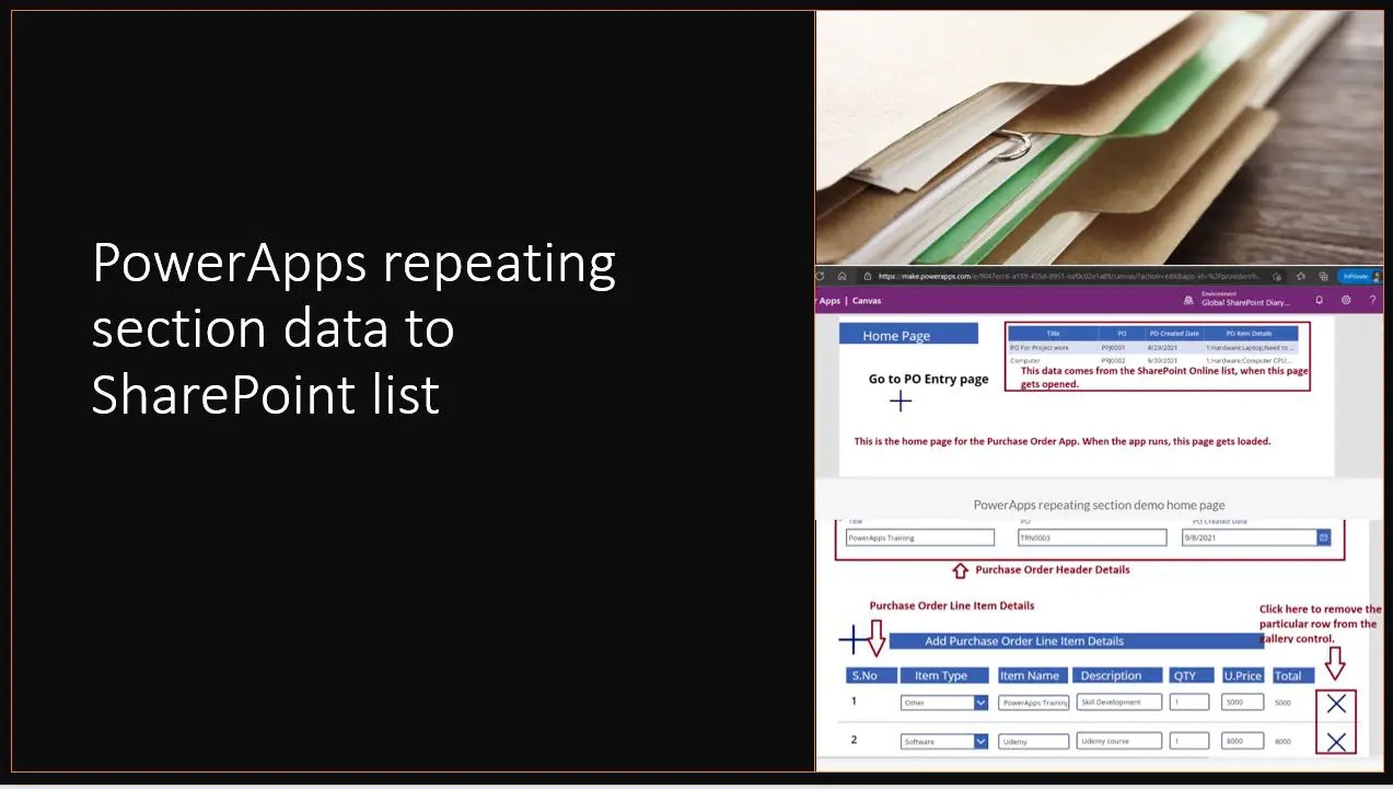 PowerApps repeating section data to SharePoint list step by step tutorial - Global SharePoint