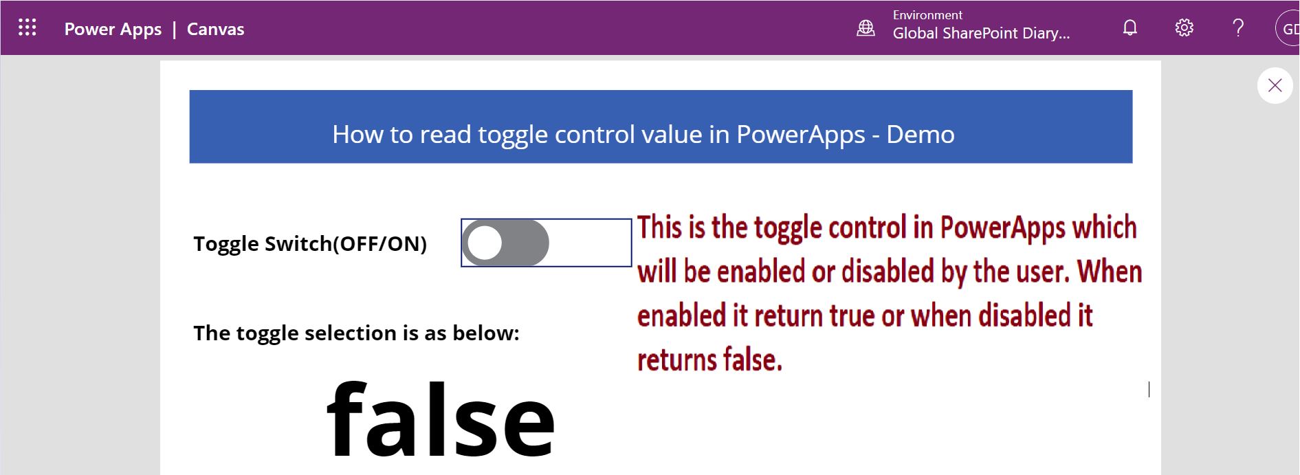 In 2 Steps Read Powerapps Toggle Control Value Instantly Global Sharepoint