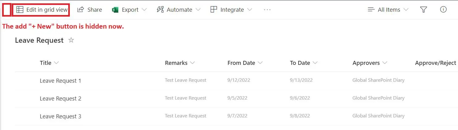 How To Hide Add New Item In Sharepoint List Using Json Sharepoint