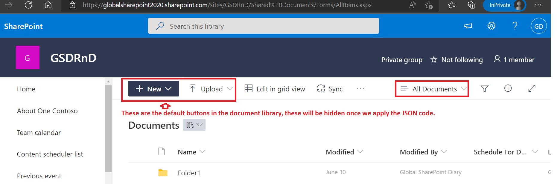 How to hide add new item in SharePoint list using JSON - SharePoint list hide command bar ...