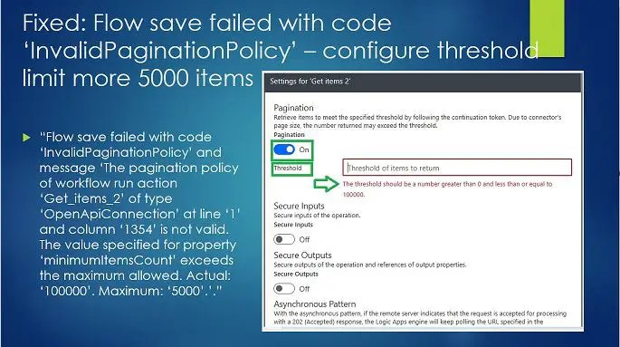 Flow Save Failed With Code Invalidpaginationpolicy Archives Global Sharepoint